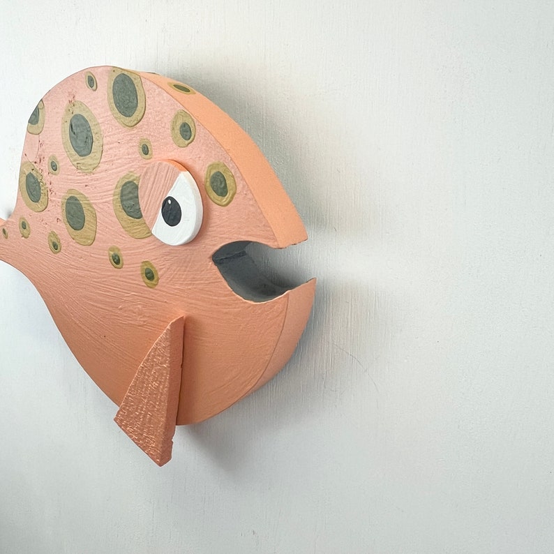 Colorful Wooden Peach Fish With Green Dots Hand-painted Original Wood ...