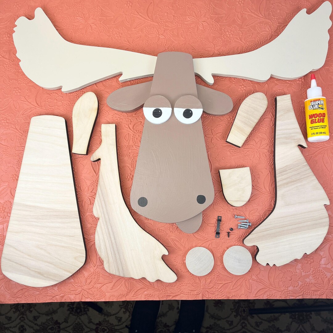 DIY Kit M1 Wooden Moose Modern Folk Art Original Wood Wall Art Cabin ...