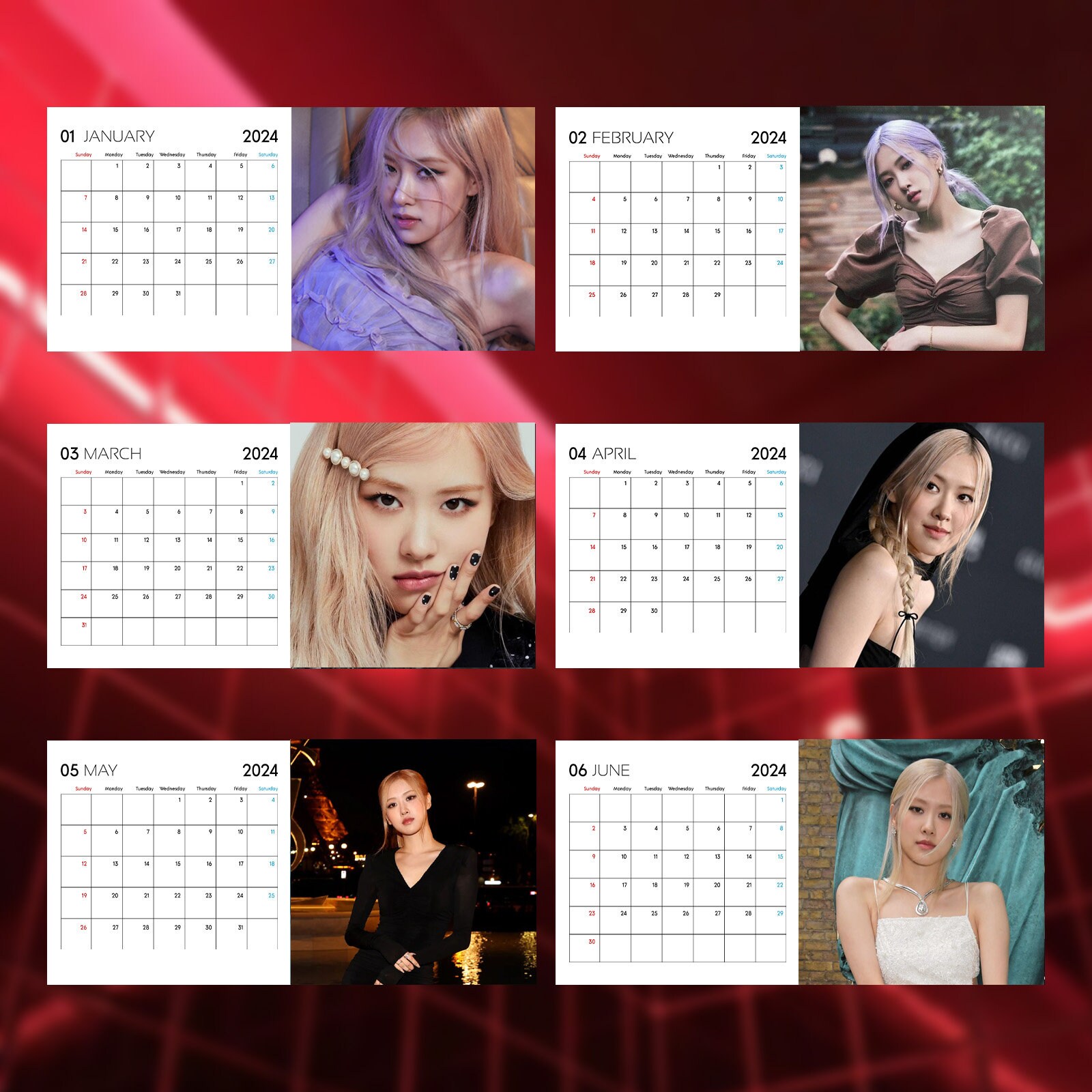 Rose Calendar 2024 | Rose 2024 Celebrity Wall Calendar | Blackpink ...