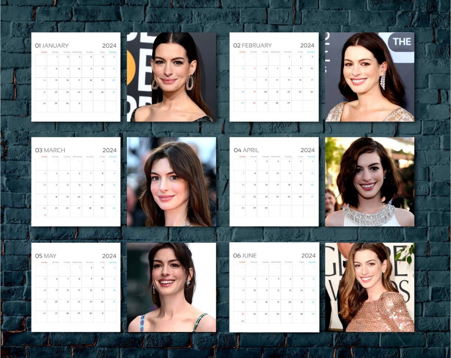 Anne Hathaway Calendar 2024 | Celebrity Calendar| Anne Hathaway 2024 ...