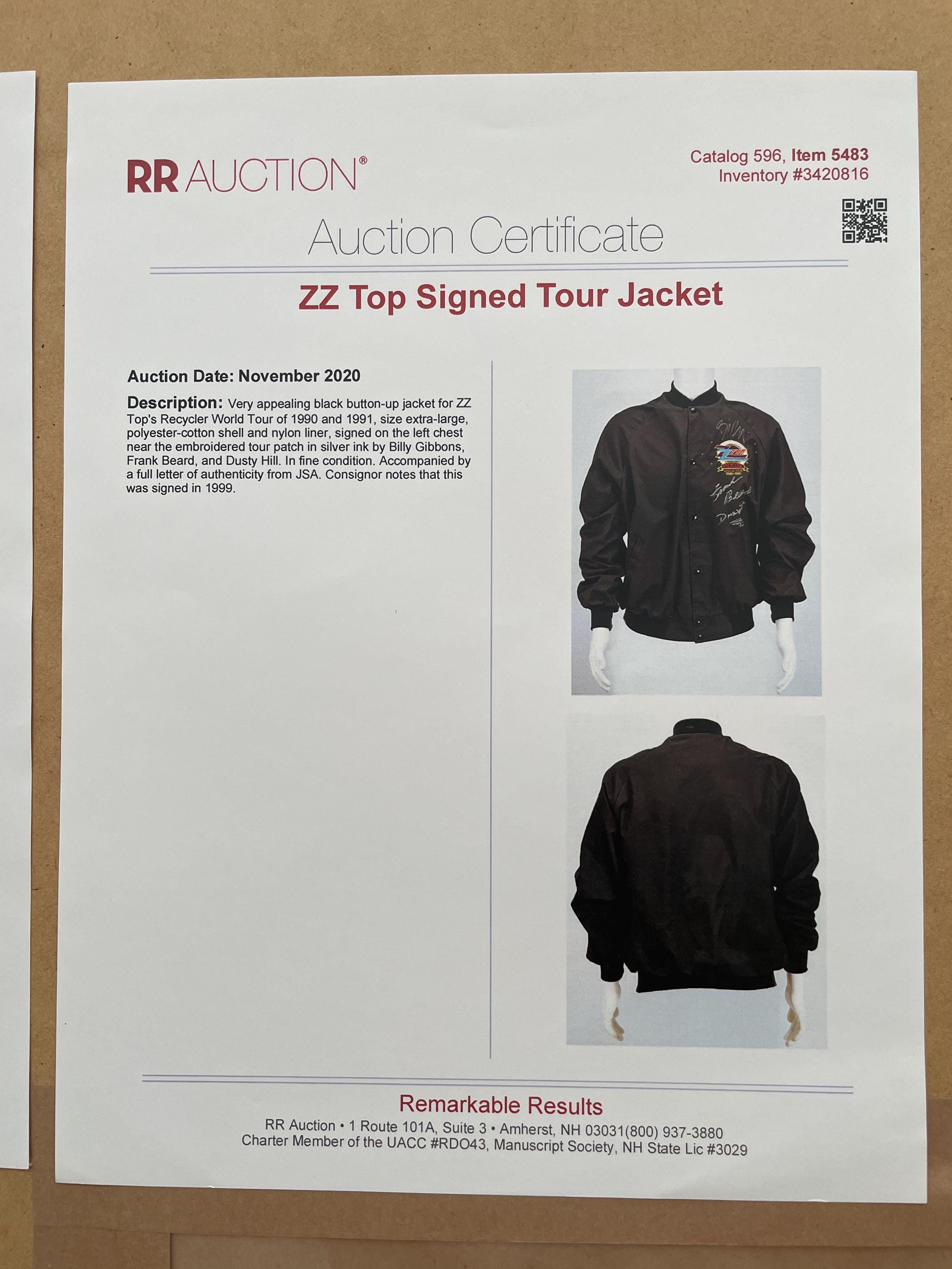 Signed ZZ Top Tour Jacket With JSA Framed With Backstage Pass - Etsy