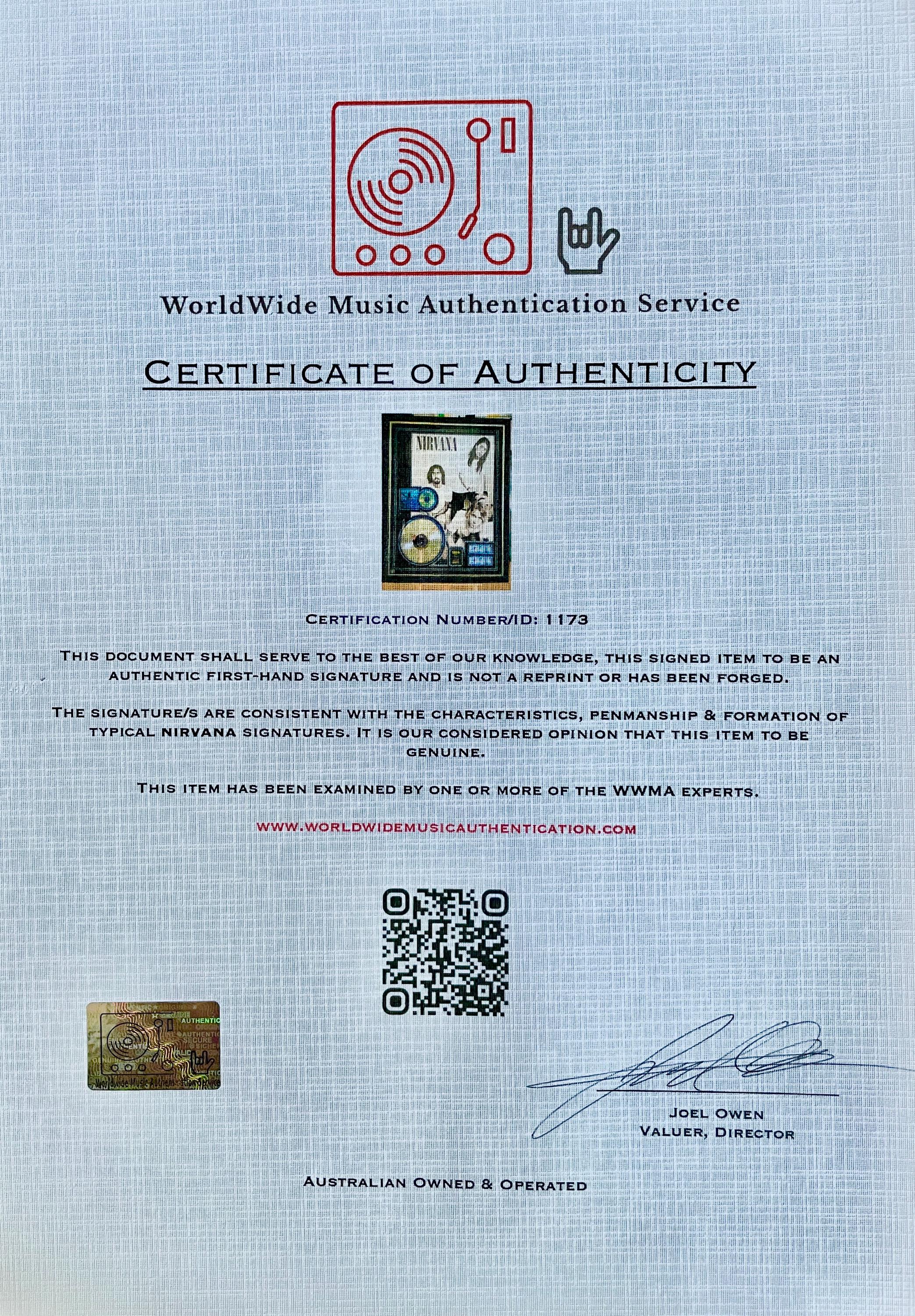 Nirvana Signed 'nevermind' CD Framed All 3 W Rare Tickets 1992 COA - Etsy