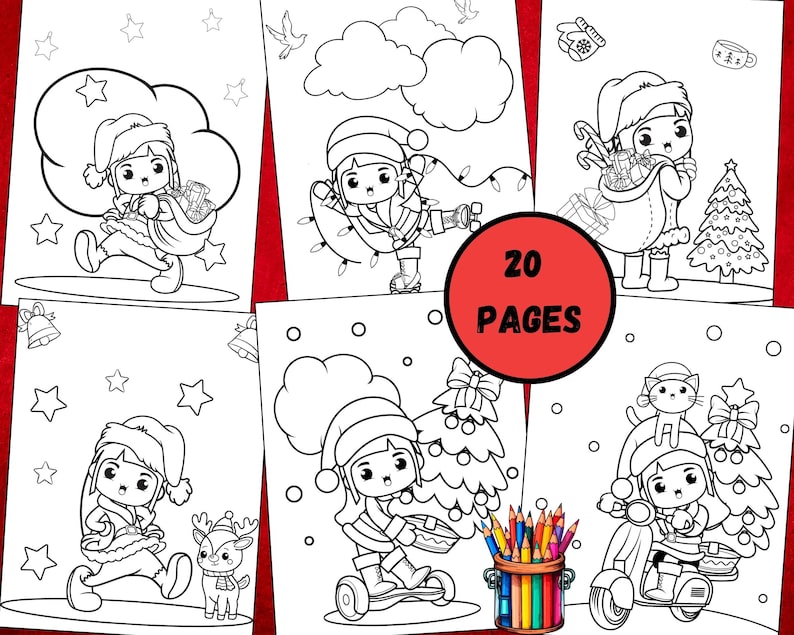 20 Christmas Coloring Pages, Christmas Printable,christmas Activities ...