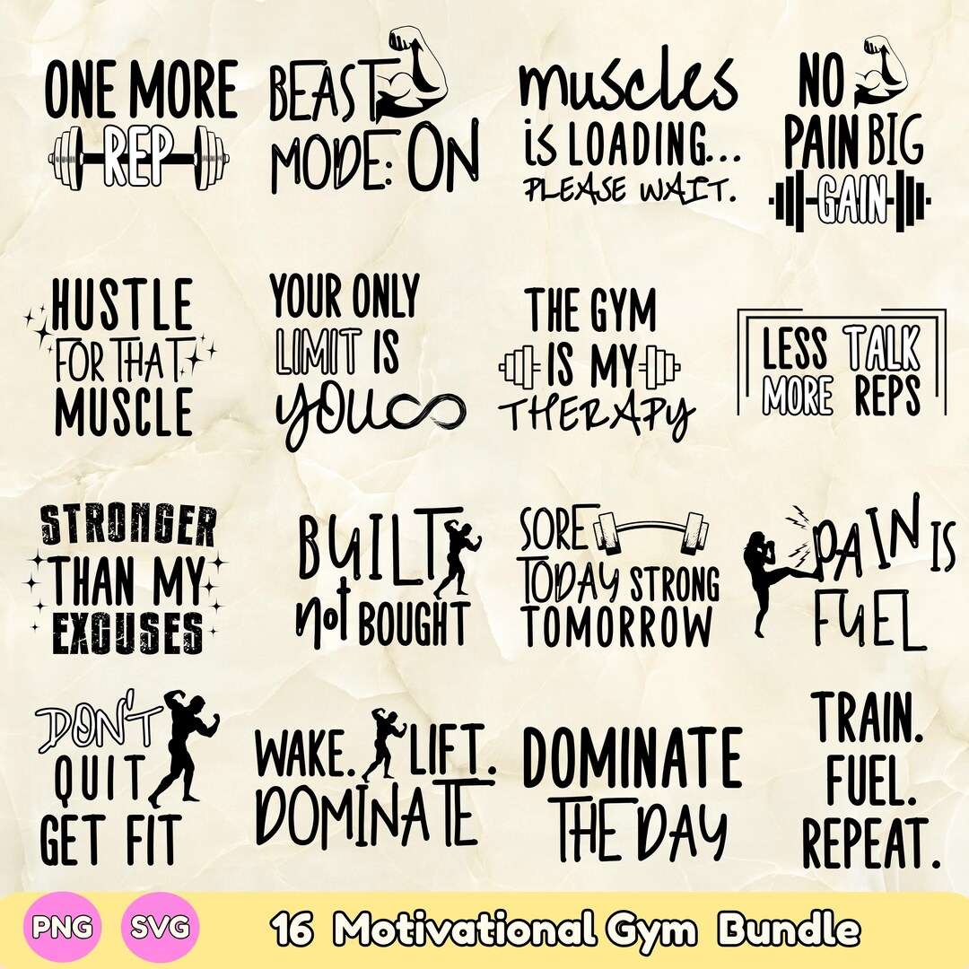 Gym Svg Bundle, Workout Bundle, Fitness Motivation Svg, Instant ...