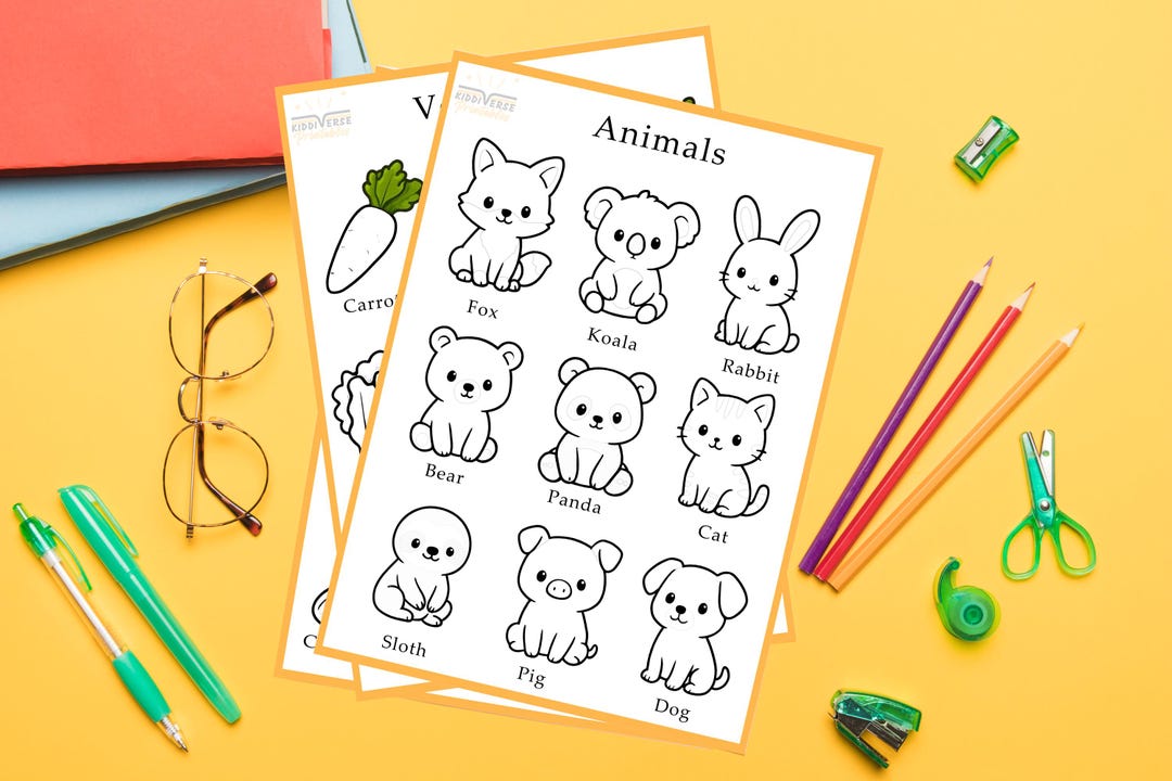 Animals Fruits Vegetables Coloring Pages | Preschool Learning Printable ...