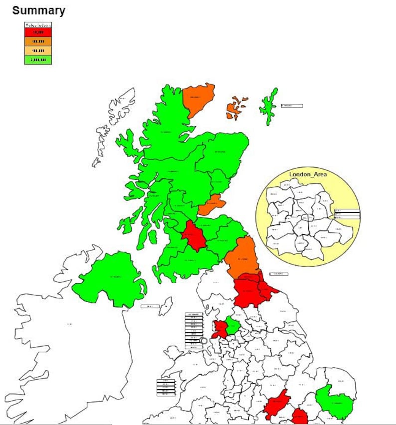 UK Map Tracker by Postcode Editable Customisable Sales Data Heat Map - Etsy