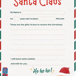 Printable Santa Letter Template (PDF) - Etsy