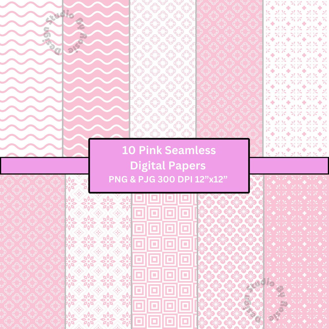 Pastel Pink Digital Paper Seamless Pattern Scrapbook 12" X12" Instant ...