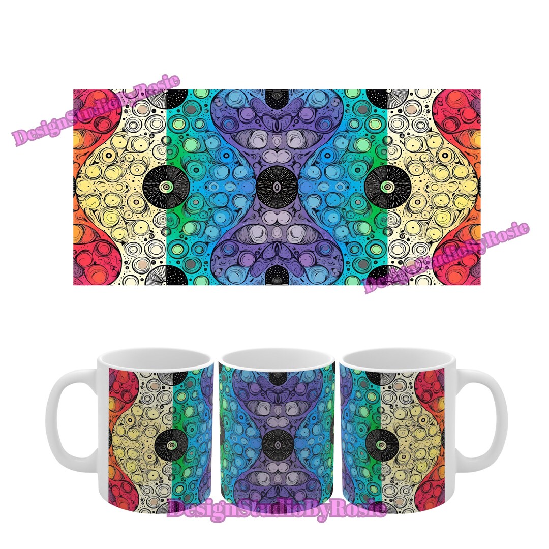 Modern Abstract Biological Cells Design, 11oz 15oz Mug Wrap Template ...