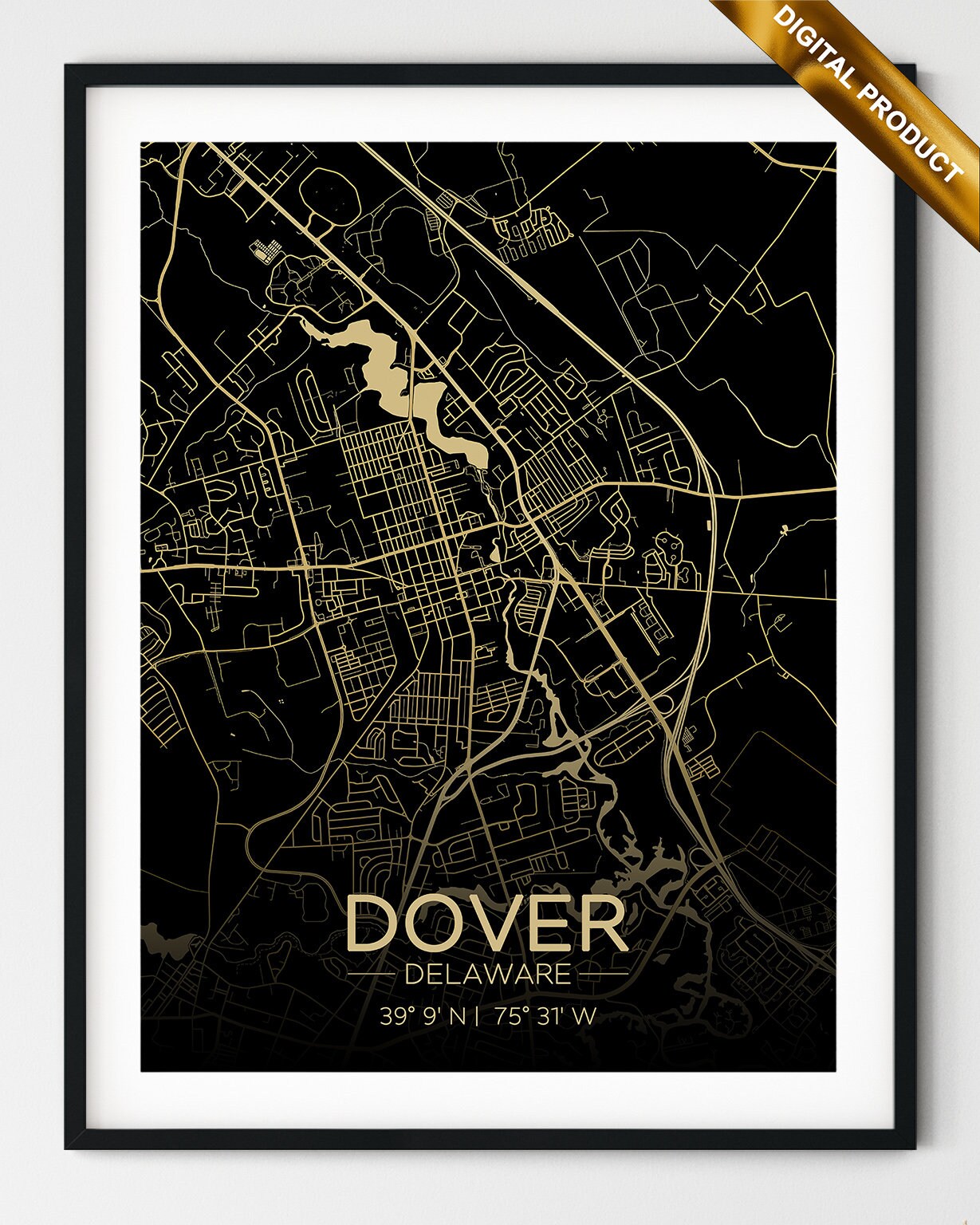 Dover DE Map Print Mapa imprimible de Delaware Cartel de - Etsy México