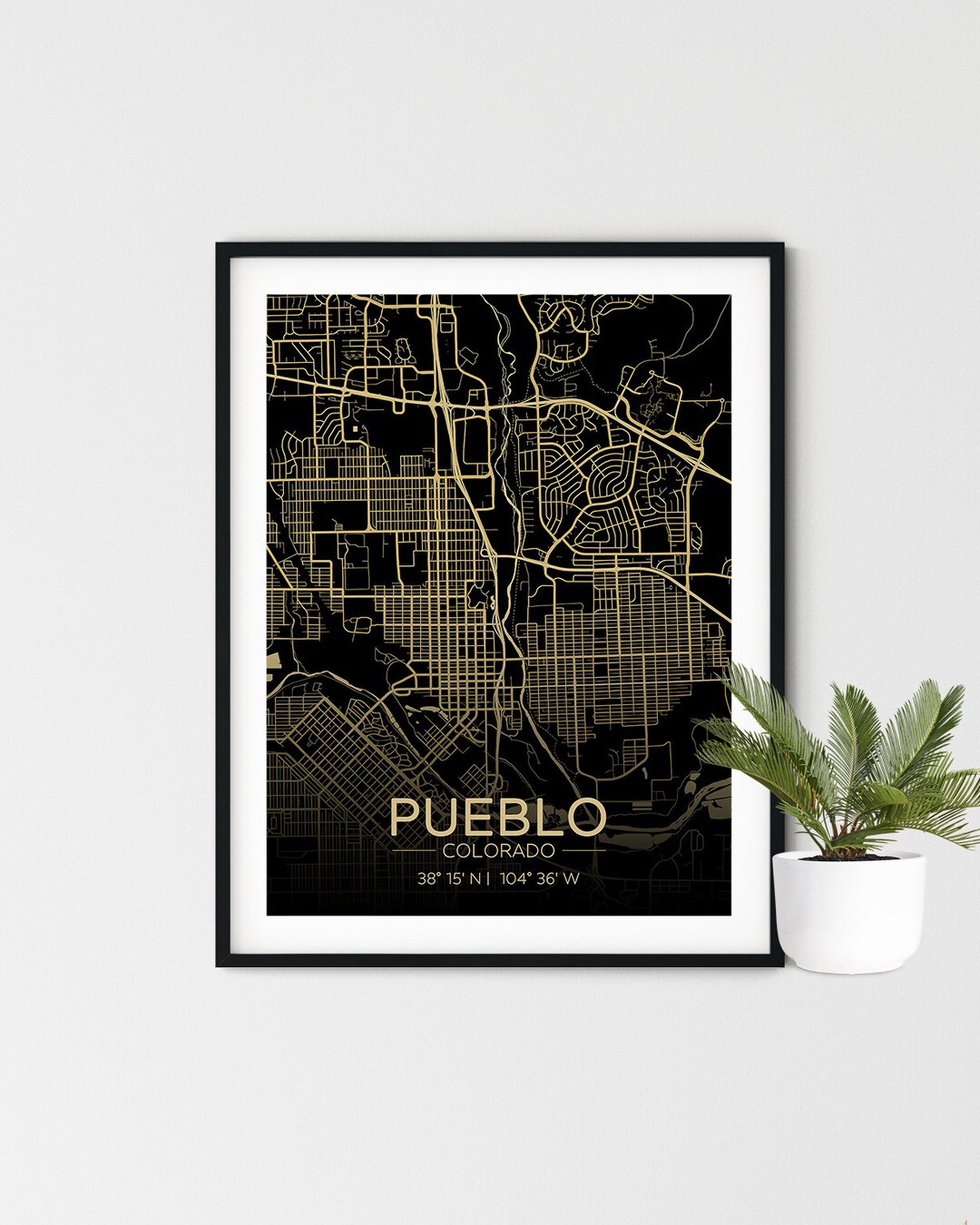 Pueblo CO Map Print Colorado Printable Map Pueblo Art - Etsy