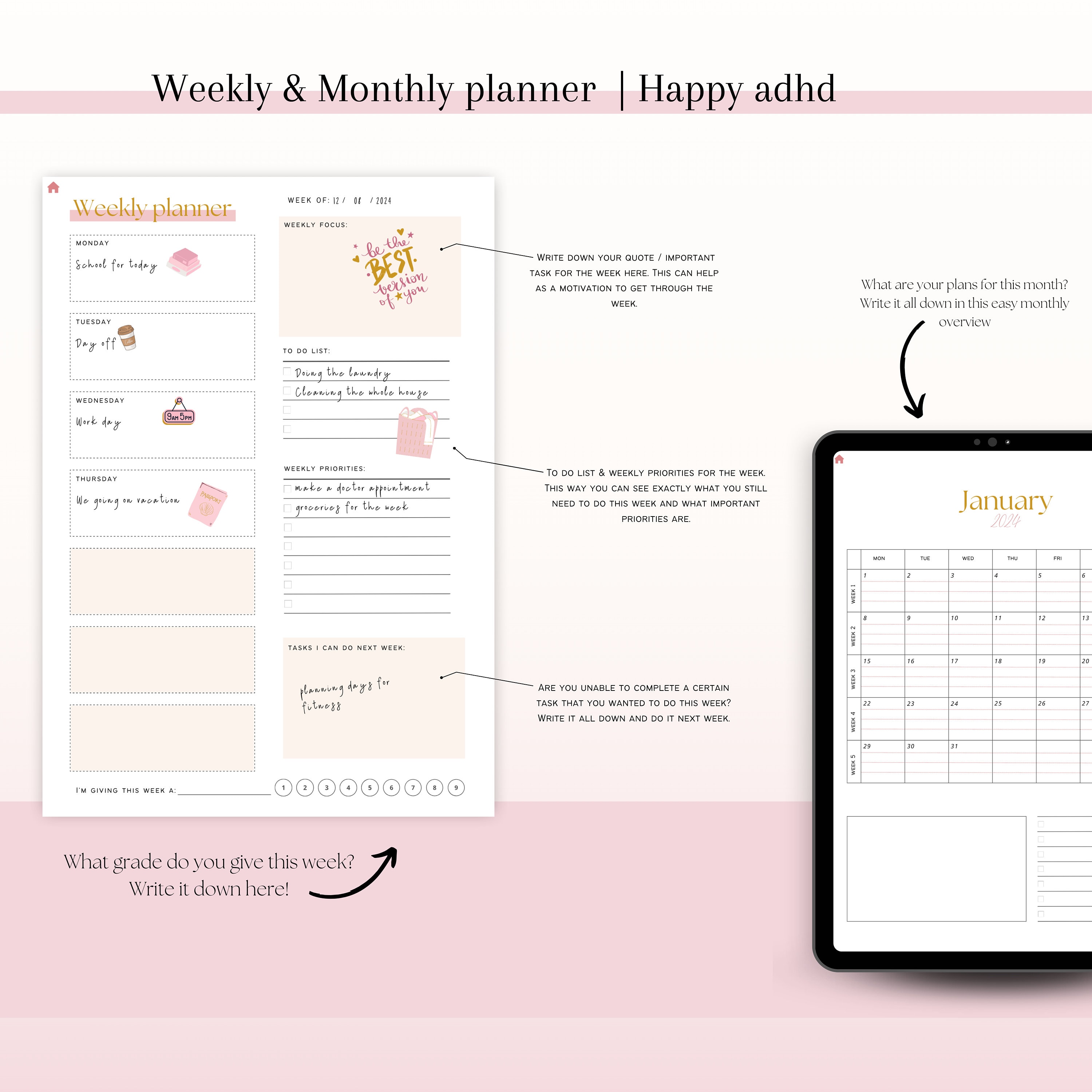 Boho Digital Planner 2024, Digital Planner iPad Boho, Digital Planner ...