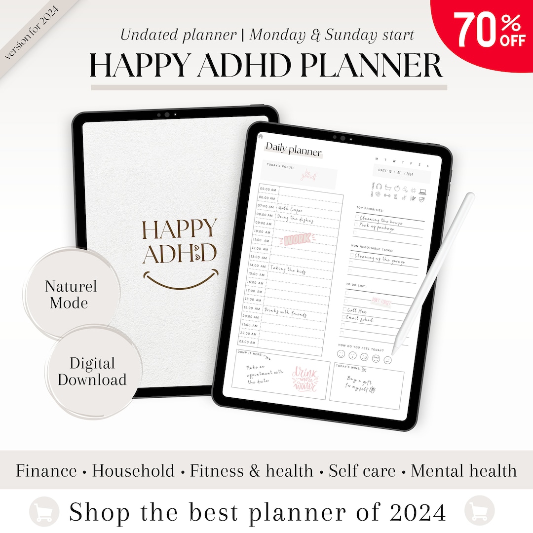 ADHD Planner 2024, Adhd Adult Planner, Adhd Planner Ipad, Adhd Notion ...