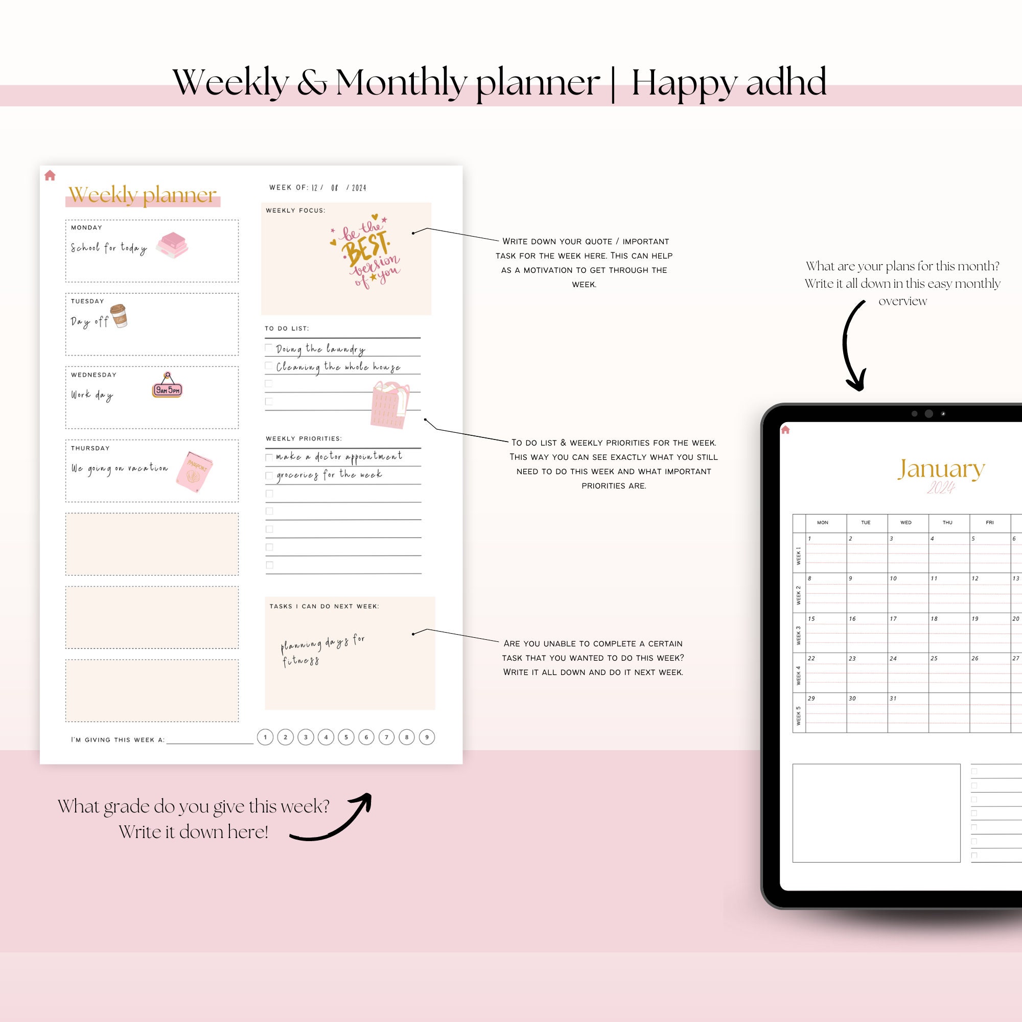 Adhd Digital Planner Adhd Adult Planner Adhd Life Planner Financial ...