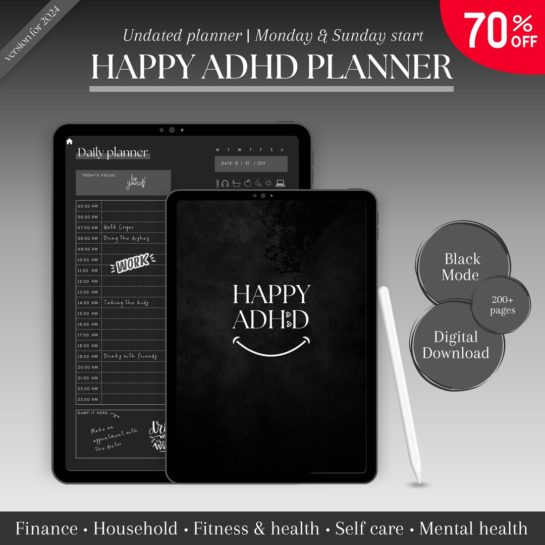Dark Mode Digital Planner, Dark Mode Digital Budget Planner, 2024 ...