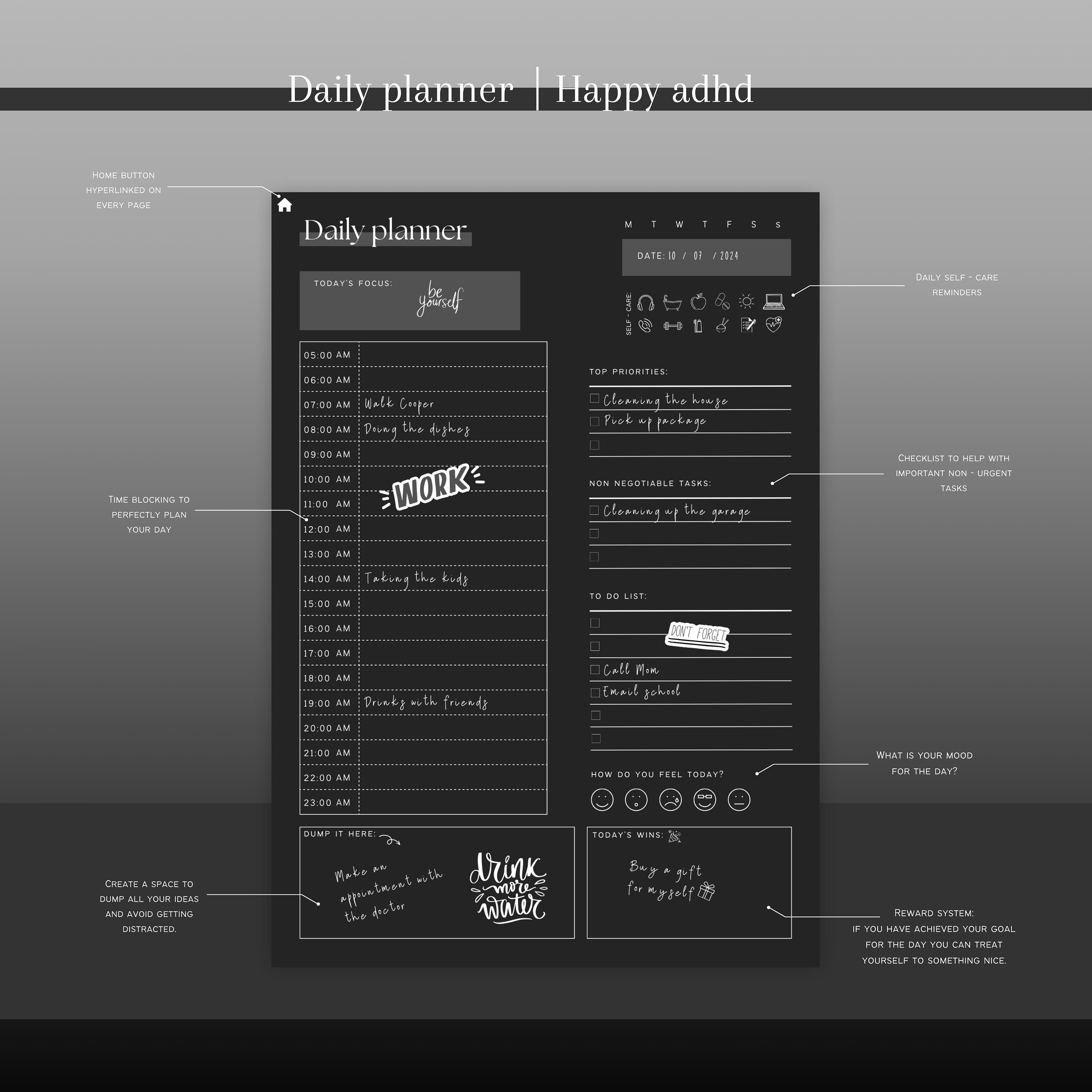 Dark Mode Digital Planner, Dark Mode Digital Budget Planner, 2024 ...