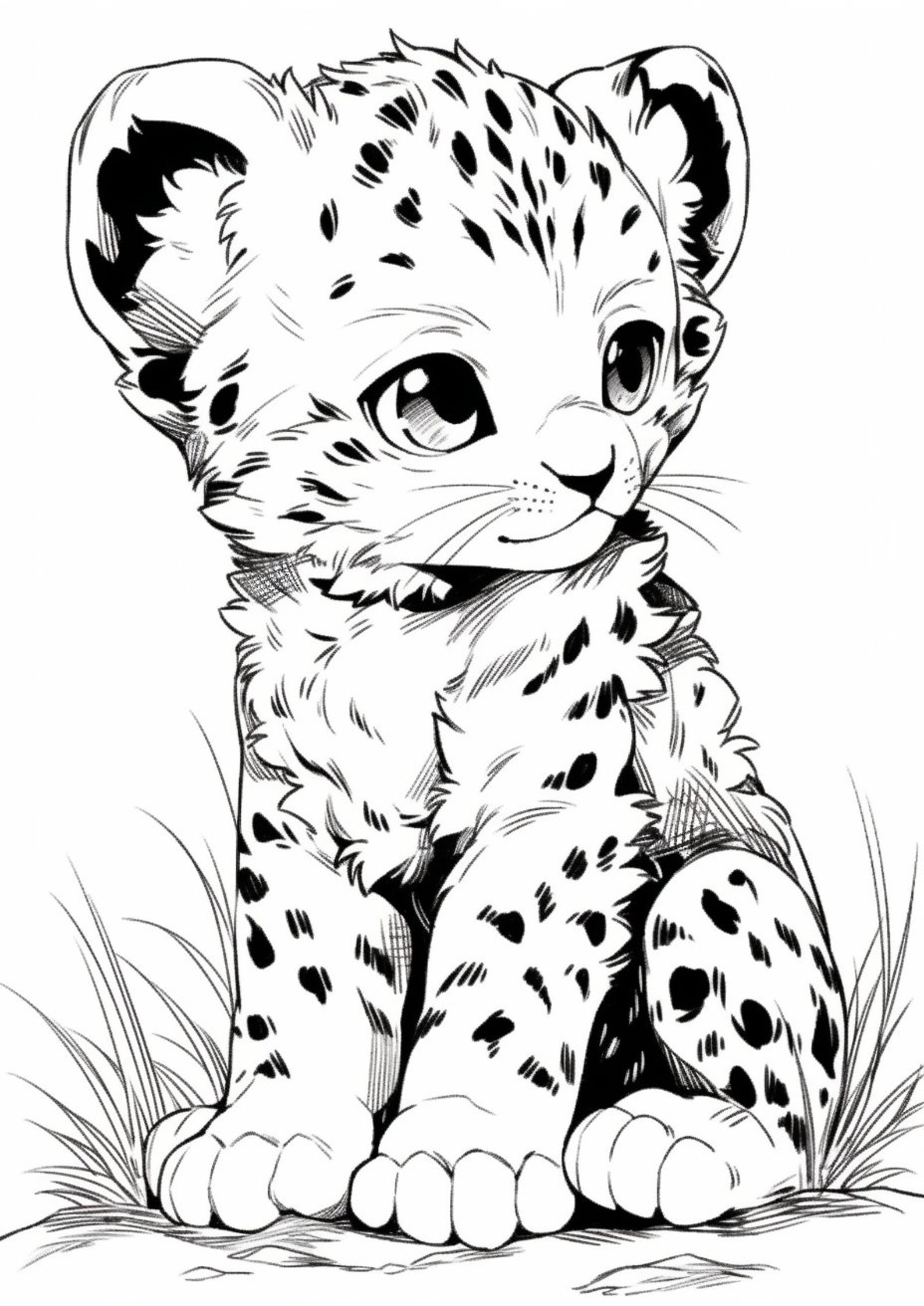 Coloring Page, for Child, Baby Leopard - Etsy