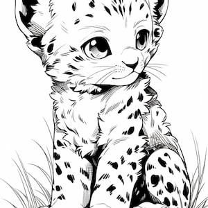 Page de coloriage, pour Enfant, Bébé Léopard - Etsy France