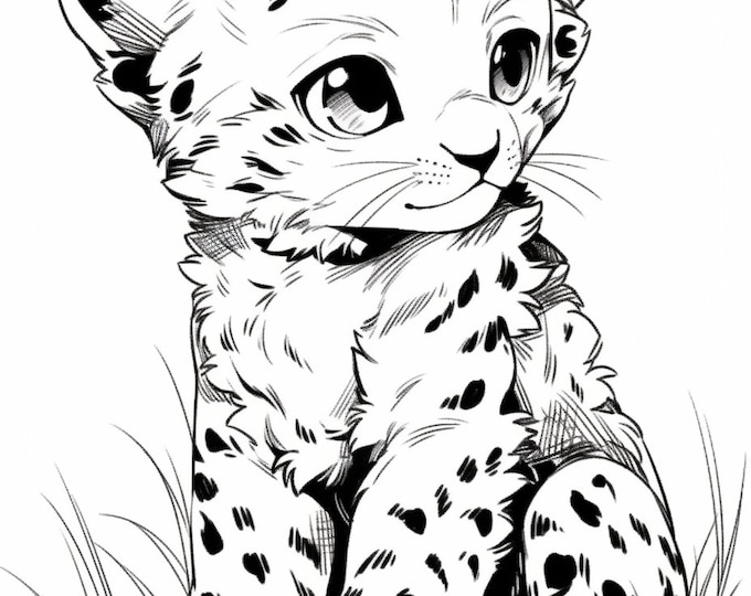 Coloring Page, for Child, Baby Leopard - Etsy