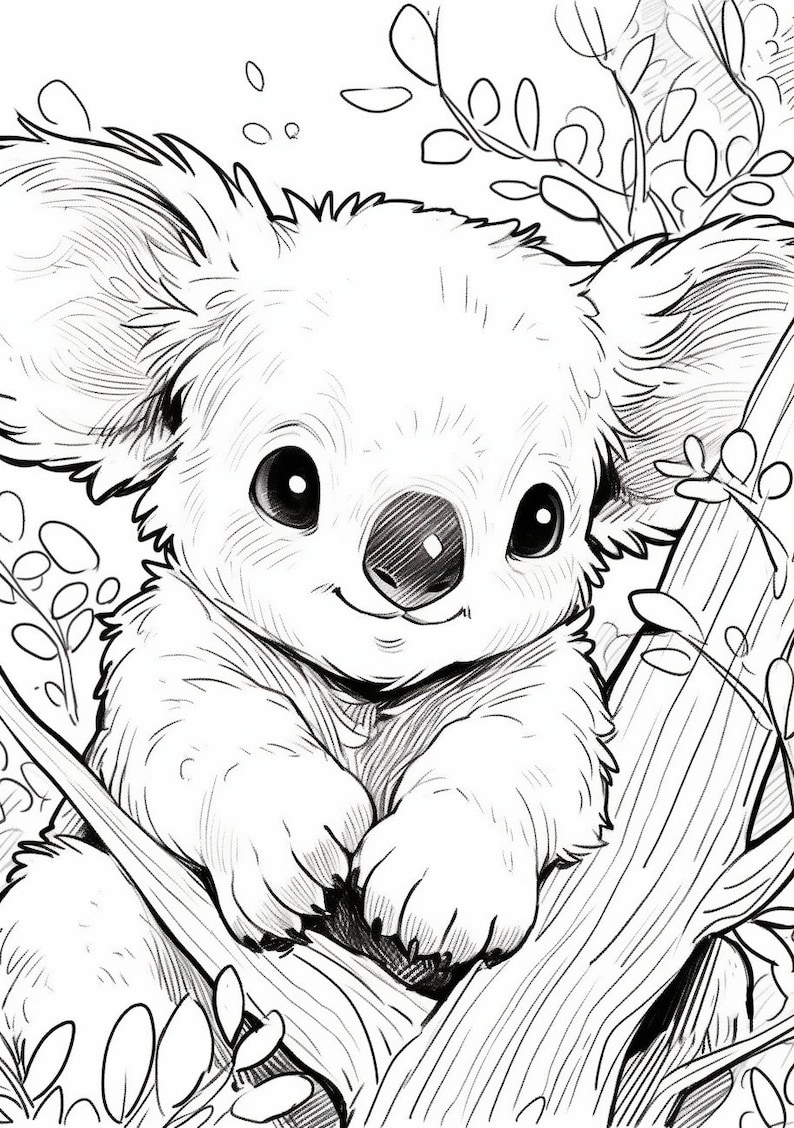 Coloring Page, for Children, Baby Koala - Etsy