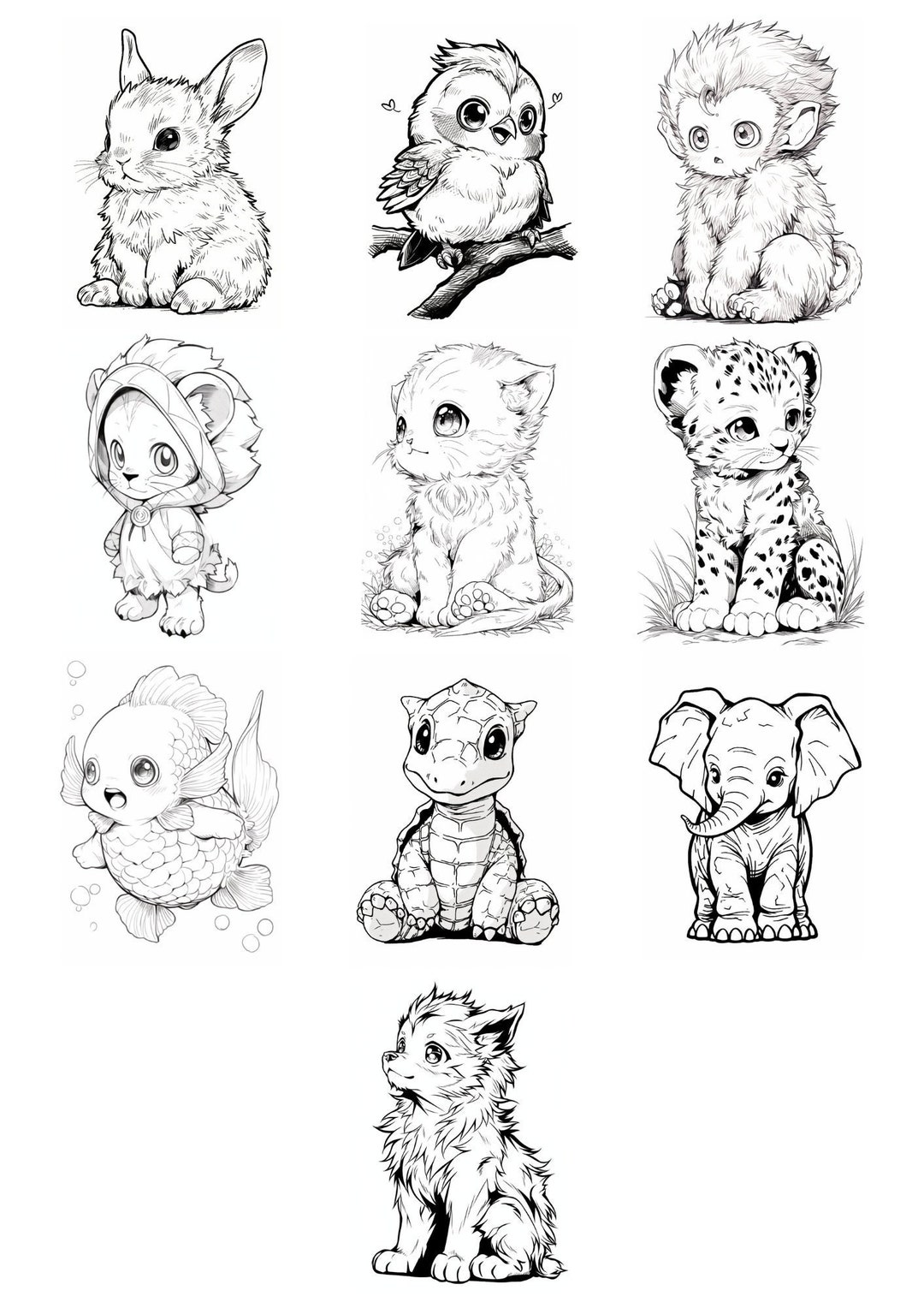 10 Cute Baby Animals Coloring Pages Printable – Cozy Animal Coloring ...