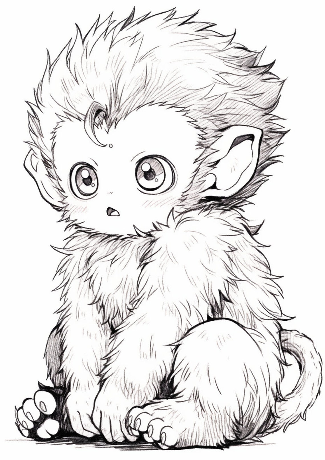 Coloring Page, for Child, Baby Monkey - Etsy