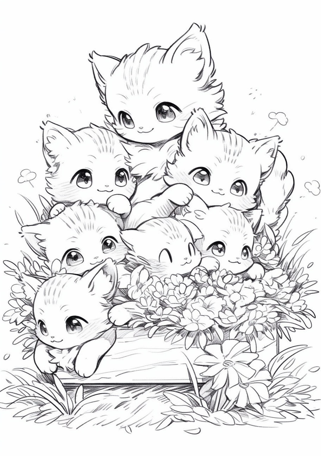 Coloring Page, for Children, Baby Cats - Etsy