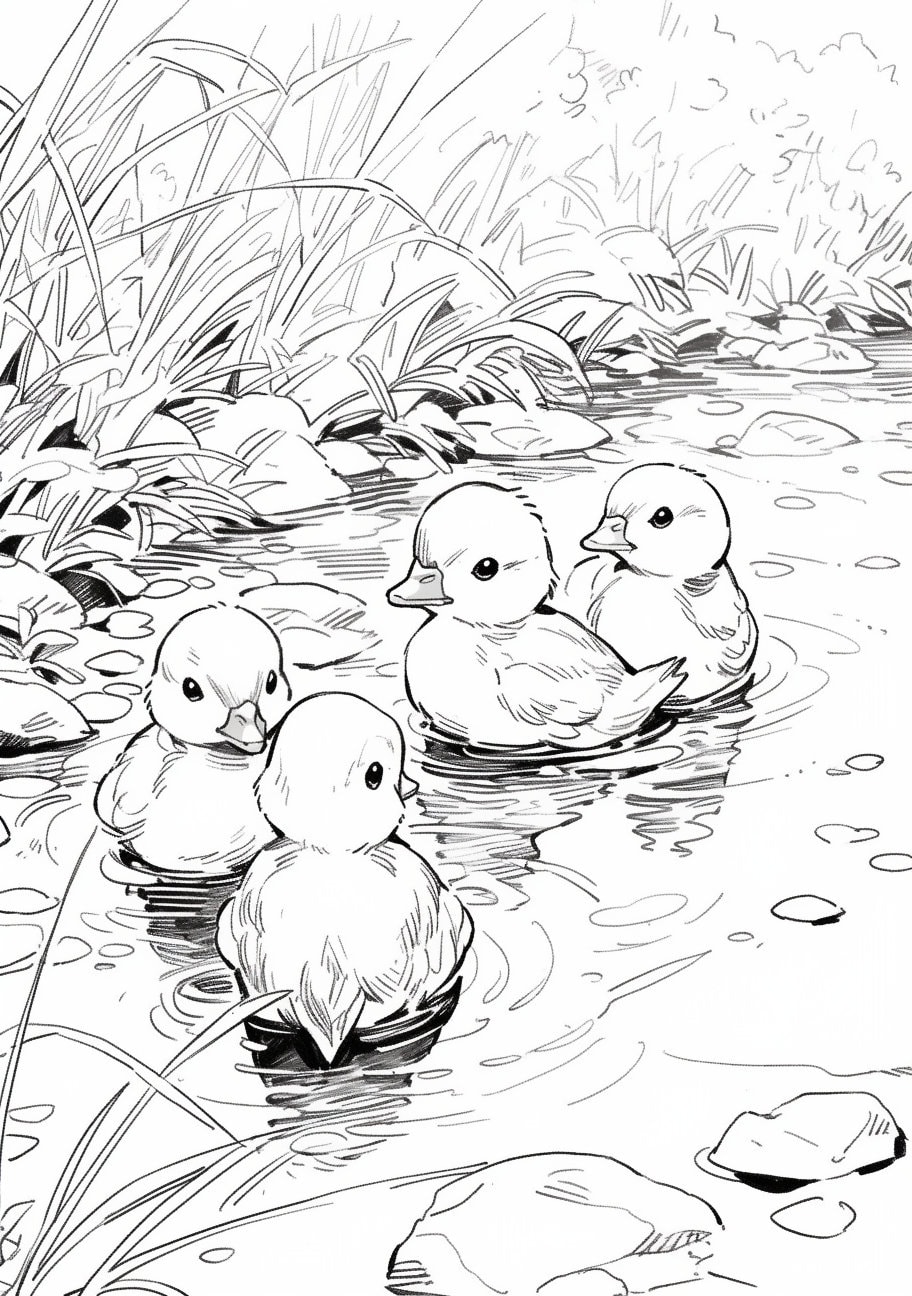 Coloring Page, for Children, Baby Ducks - Etsy