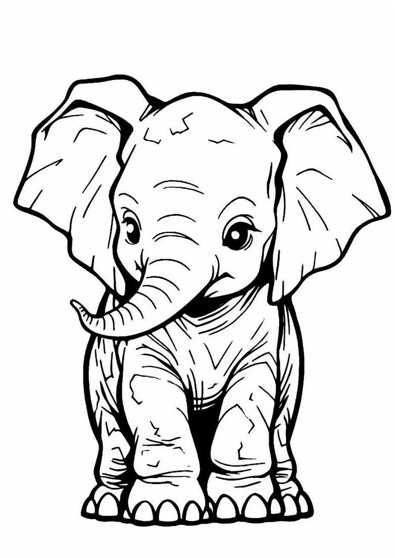 Coloring Page, for Child, Baby Elephant - Etsy