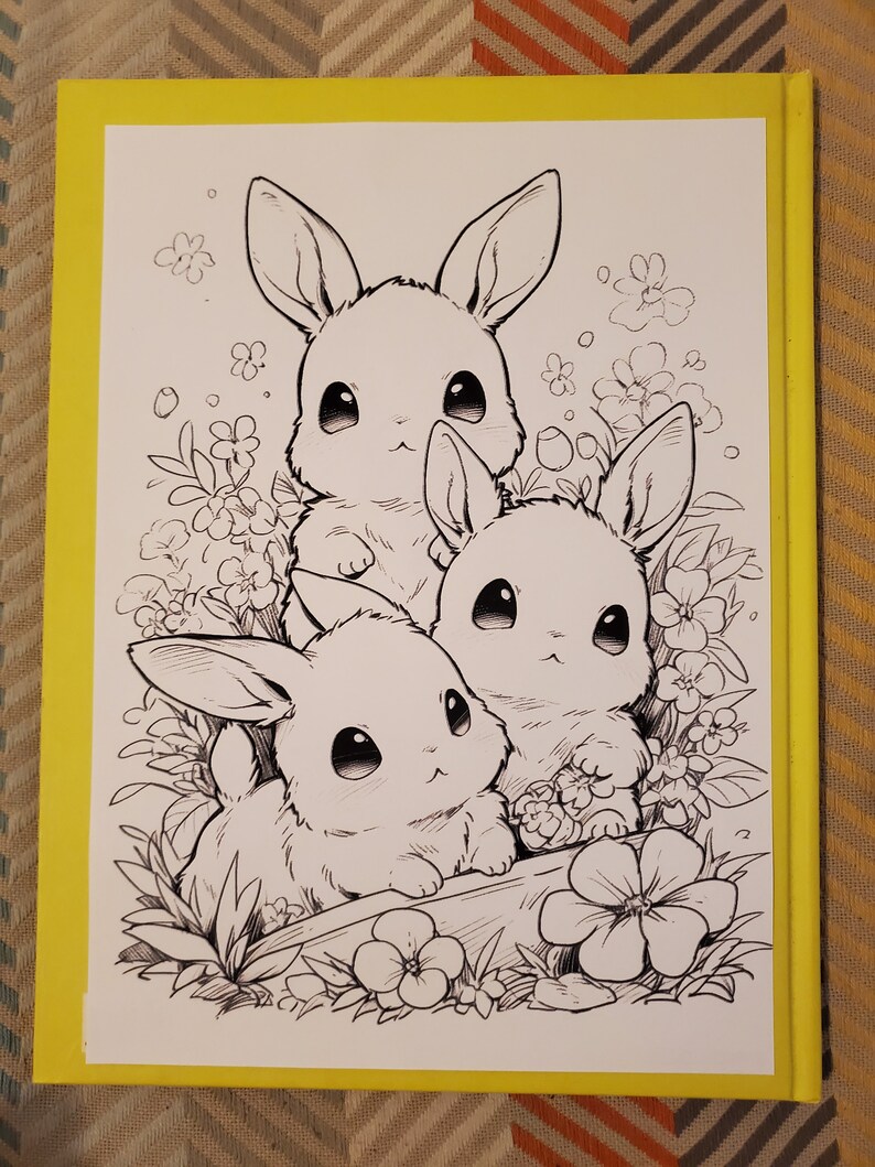 Coloring Page, for Children, Baby Rabbits - Etsy