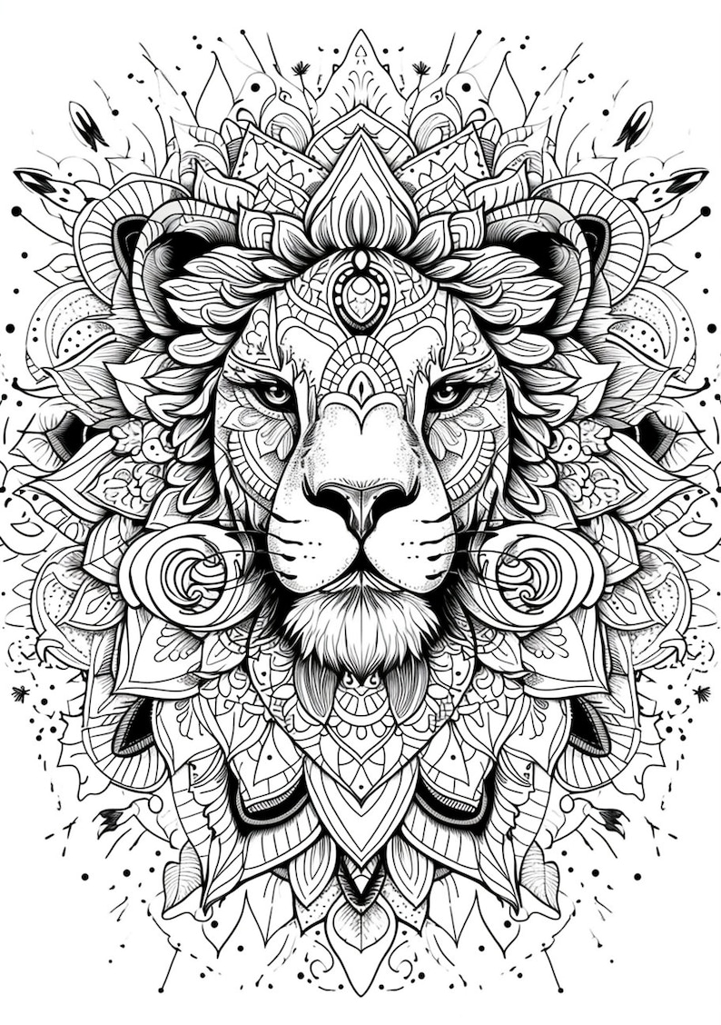 Coloring Page, Lion, Mandala, Animals and Mandalas to Color - Etsy