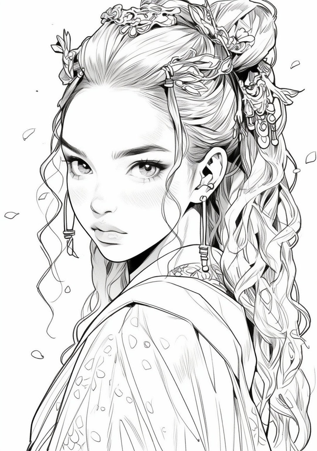 Dibujo para colorear Reina del Pop Moda Adolescente - Etsy España