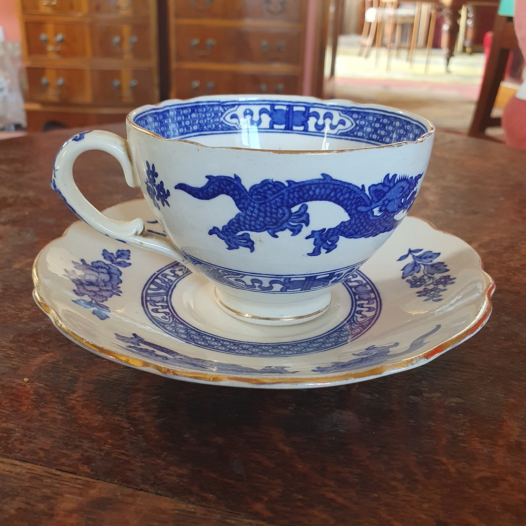 Vintage 1930-1950 Royal Cauldon Blue Dragon Teacup and - Etsy