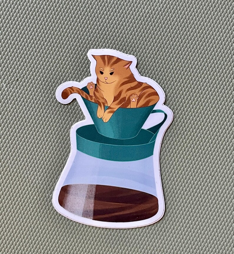 Drip Cat Vinyl Sticker Matt Sticker, Cat Sticker, Cute Animal Stickers ...