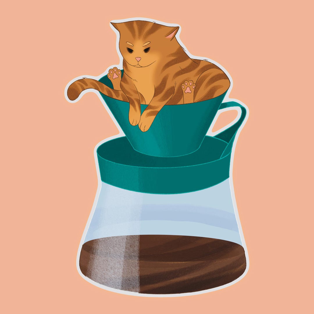 Drip Cat Vinyl Sticker Matt Sticker, Cat Sticker, Cute Animal Stickers ...