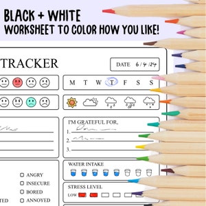 Printable Daily Mood Tracker Chart - Instant Download, Simple Black and ...