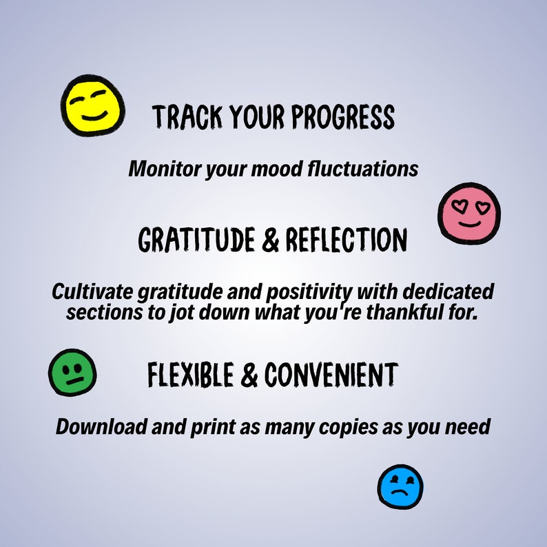 Printable Daily Mood Tracker Chart - Instant Download, Simple Black and ...