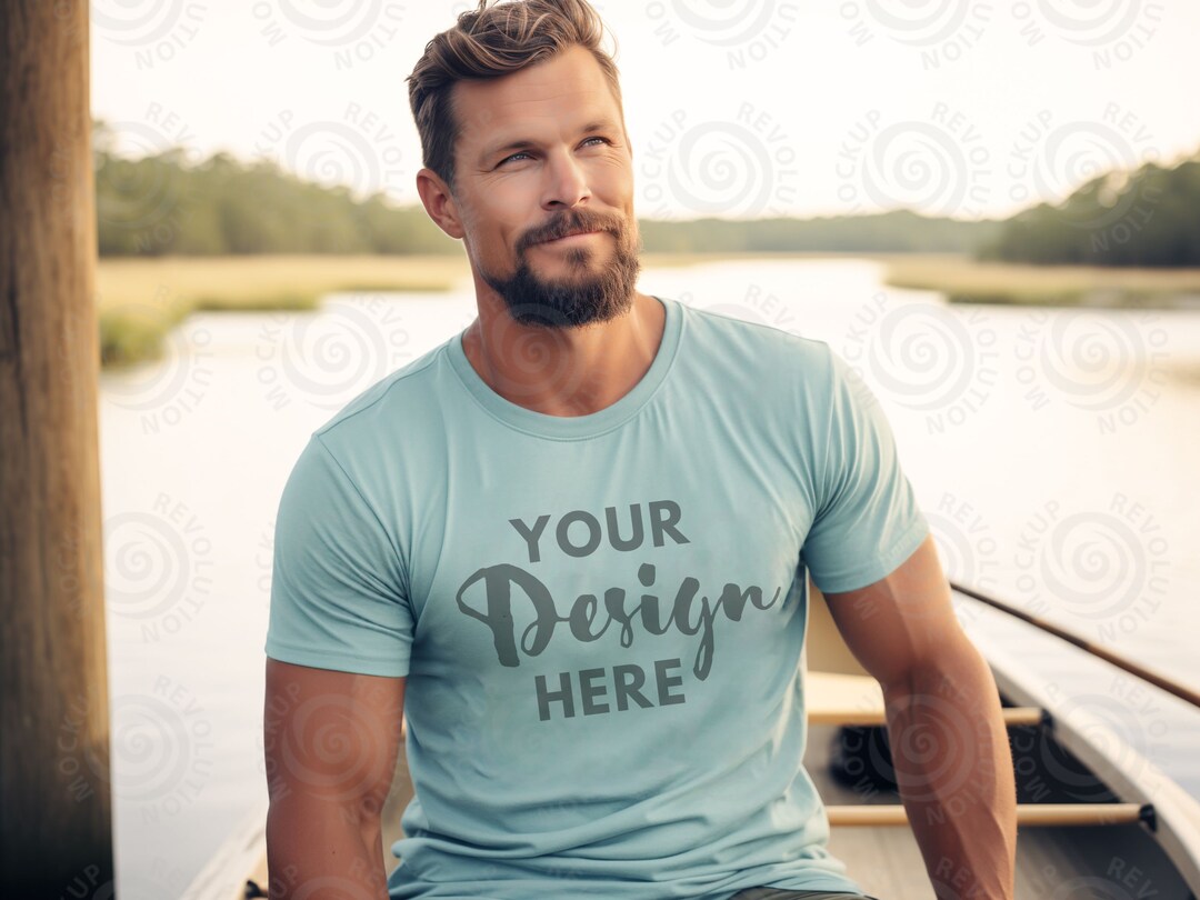 Heather Dusty Blue Bella Canvas 3001 Mockup Bella Canvas T-shirt Mockup ...