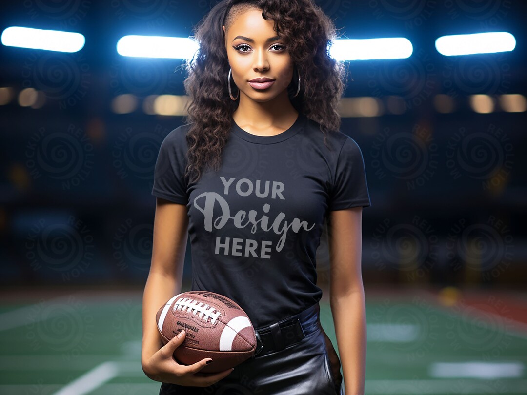 Black Bella Canvas 3001, Bella Canvas Black, Football Mock, Football ...