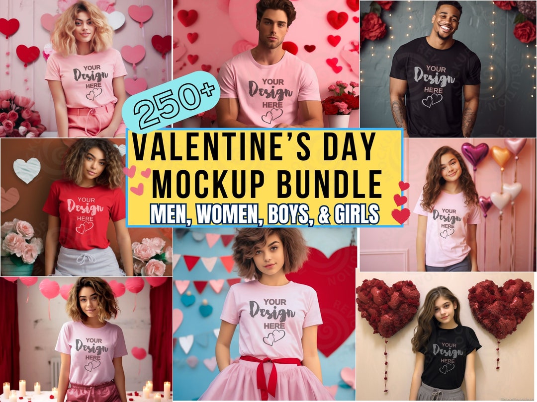 Valentines Day Mockup Bundle Bella Canvas 3001 Mockup Bundle Valentines ...