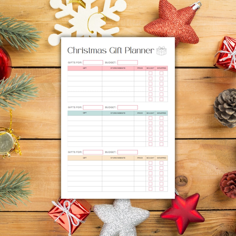 Christmas Gift Planner: Printable Instant Download for Stress-free ...