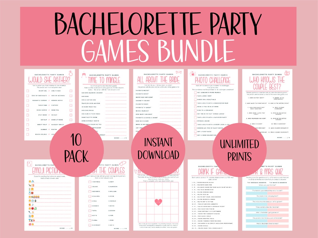 Bachelorette Party Games: Family Friendly Activities (digital Download ...