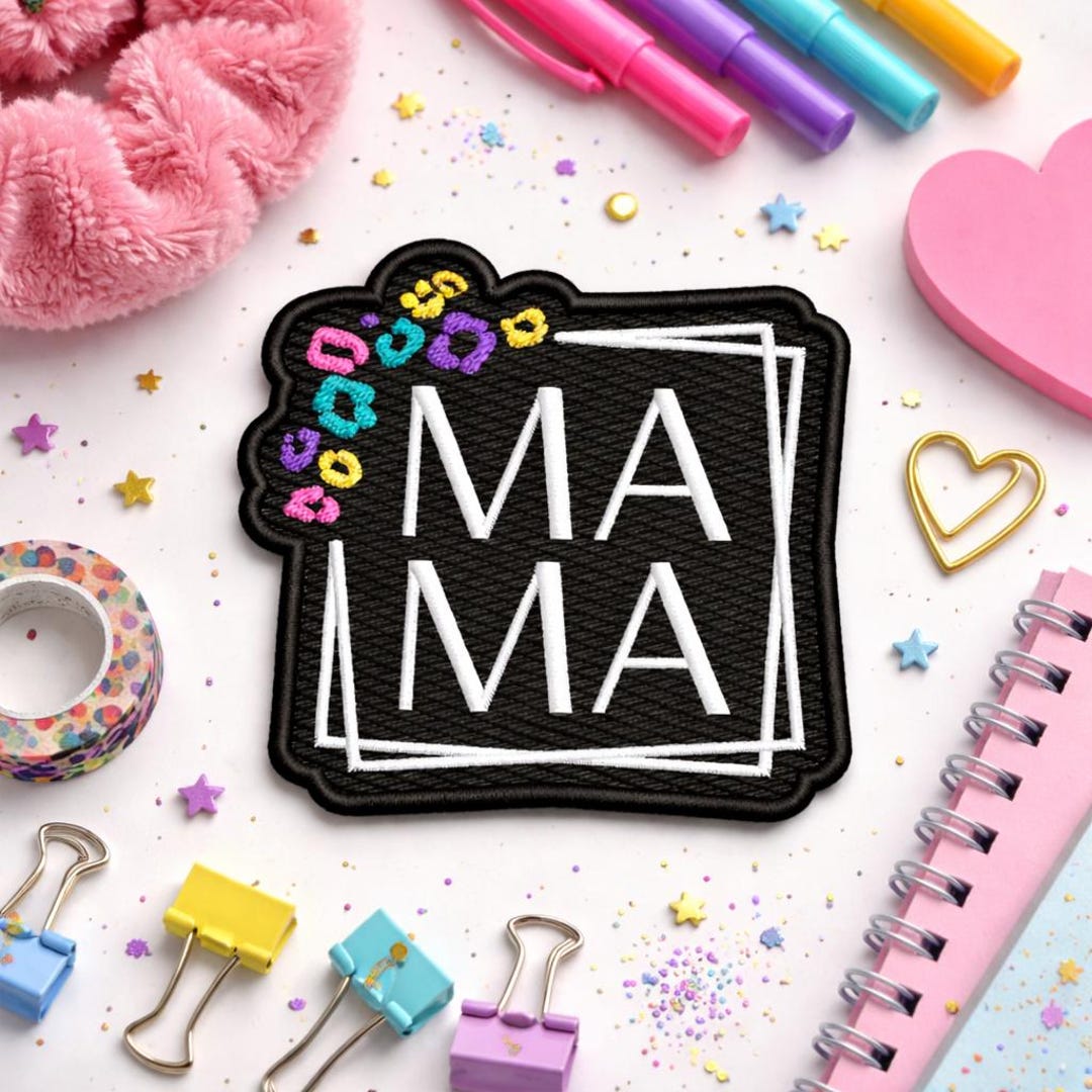 Mama Cheetah Print Embroidered Patch Iron-on Sew-on Applique for Diaper ...