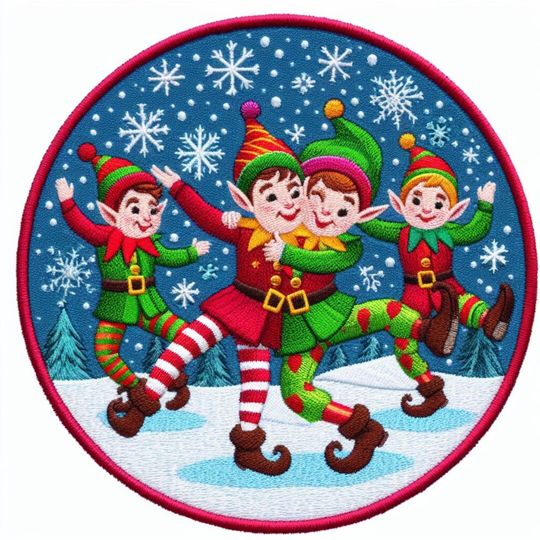 Dancing Elves Patch Printed Embroidered Iron-on/sew-on Applique for ...