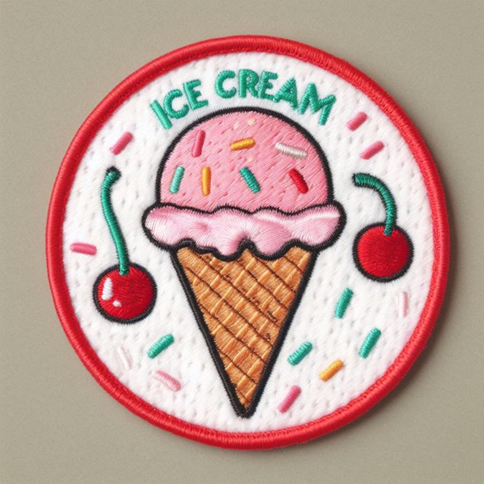 Ice Cream Cone Patch Printed Embroidered Iron-on/sew-on Applique for ...