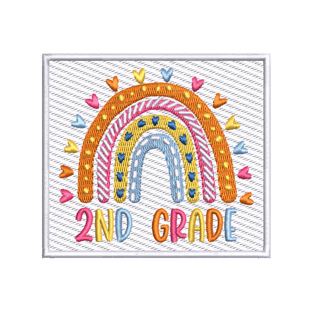 2nd Grade Colorful Rainbow Patch, Embroidered Iron-on Applique for Book ...