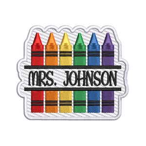 Custom Name Crayon Patch, Embroidered Iron-on Applique for Book Bag ...