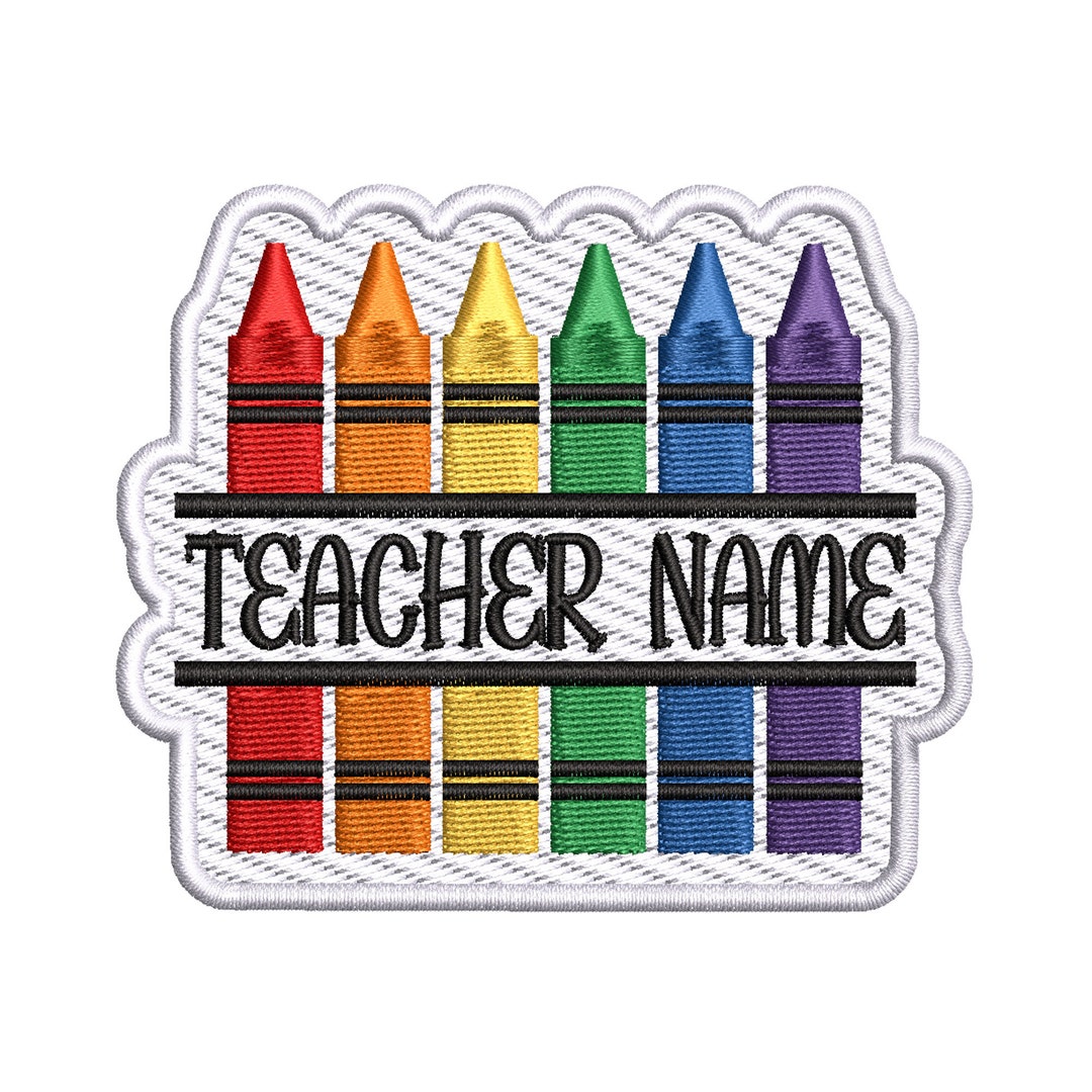 Custom Name Crayon Patch, Embroidered Iron-on Applique for Book Bag ...