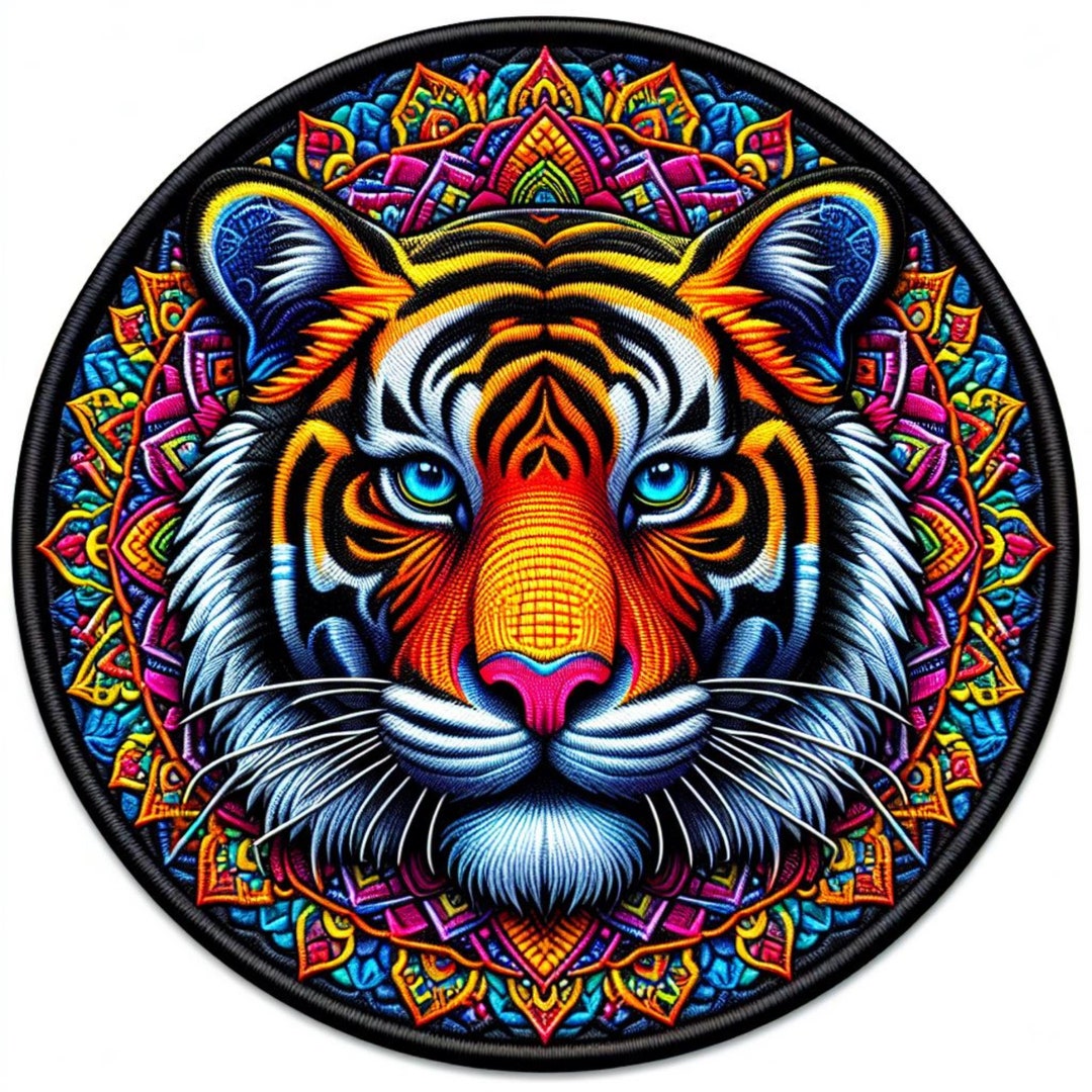 Tiger Mandala Patch Printed Embroidered Base Iron-on/sew-on Applique ...