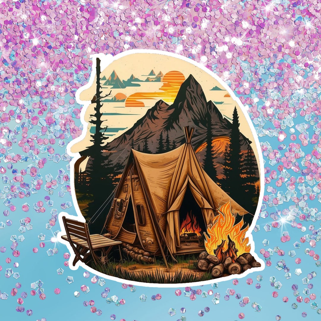 Camping by Fire Decal, Tent Sticker Campfire Decal, Auto Truck Window ...